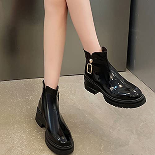 FASDNENDYS Ankle Boots for Women Low Heel Women Boots New Waterproof Snow Boots for Winter Shoes Womens Side V Cut Boots Black