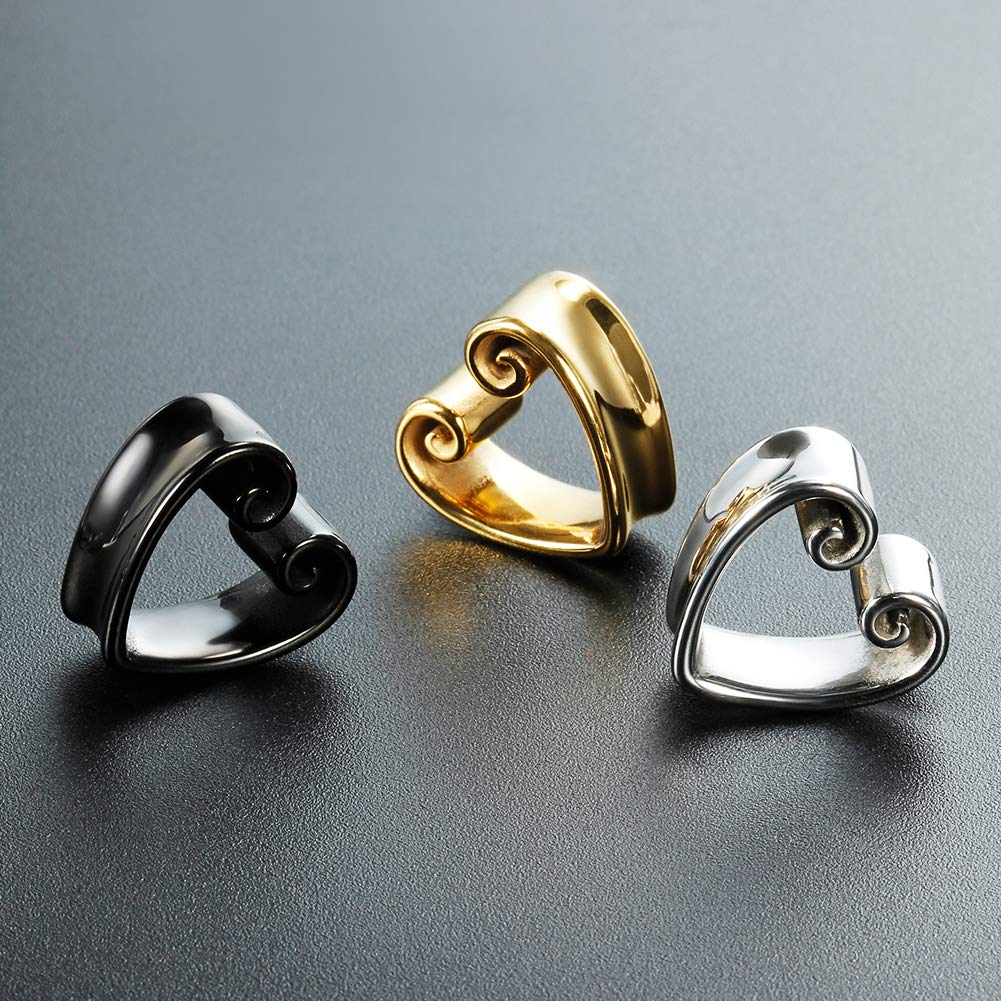 COOEAR 1 Pair Heart Ear Gauges, Upgrade Tunnels Piercing Plugs 2g, 00g to 30mm Expander Steel Stretchers Gift Packing.