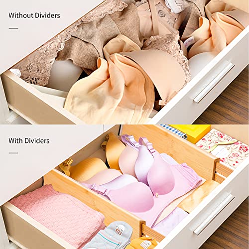 Utoplike 4 Pack Large Bamboo Kitchen Drawer Dividers and Bamboo Kitchen 12 Knife Drawer Organizer