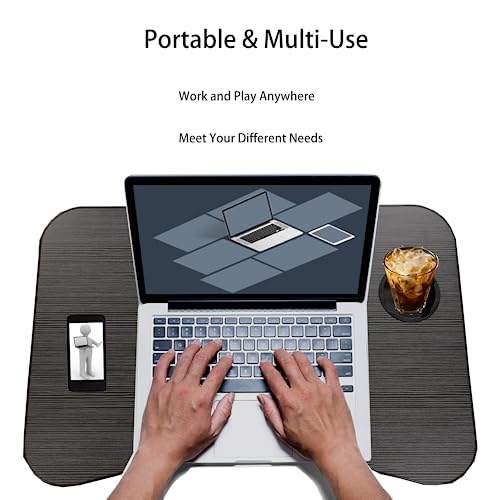 RIYONHO Lap Desk Folding Table Laptop Desk Portable Foldable Bed Table 19Inch Laptop Lap Desk Tray Table for Working Studying, Eating, and Movies(Black)