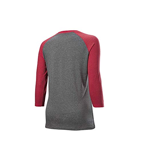EvoShield Women's Standard Poly/Cotton Mid Sleeve Shirt, Charcoal/Scarlet Heather, Large