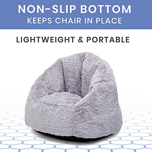 Delta Children Cozee Fluffy Chair, Kid Size (for Kids Up to 10 Years Old), Grey