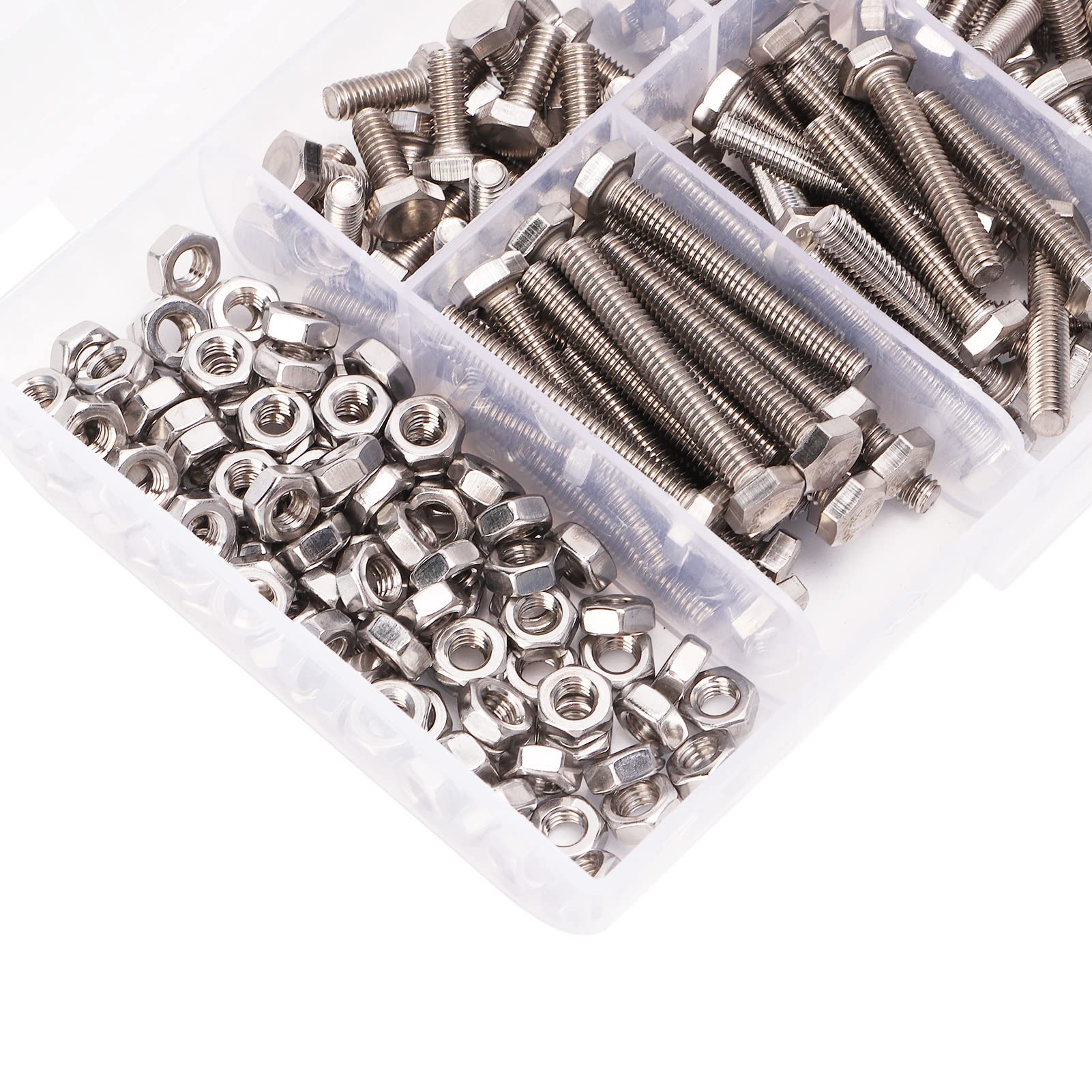 Heavy Duty Bolts Kit, Anti Oxidation Clear Thread Uniform Pitch 200PCS M4 Hex Bolts Screw Easy to Maintain 304 Stainless Steel for Industrial