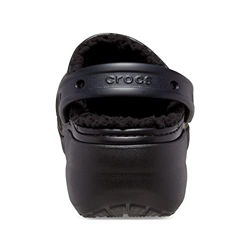 Crocs Women's Classic Platform Lined Clogs, Black, numeric_8