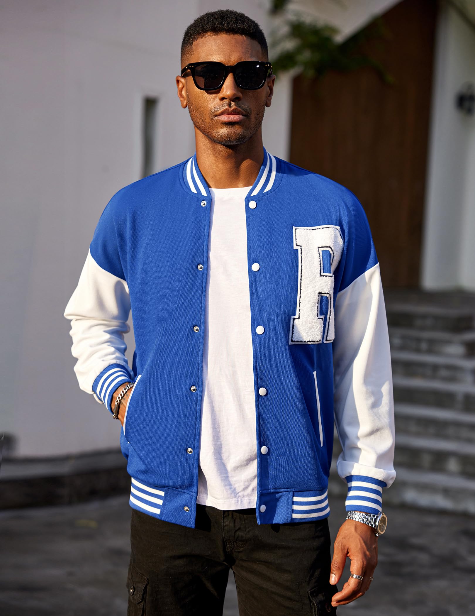 COOFANDY Custom Varsity Jacket Men Letter Print Bomber Coats Fashion Streetwear