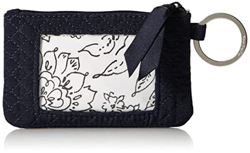 Vera Bradley Women's Microfiber Zip ID Case Wallet, Solid Navy, One Size