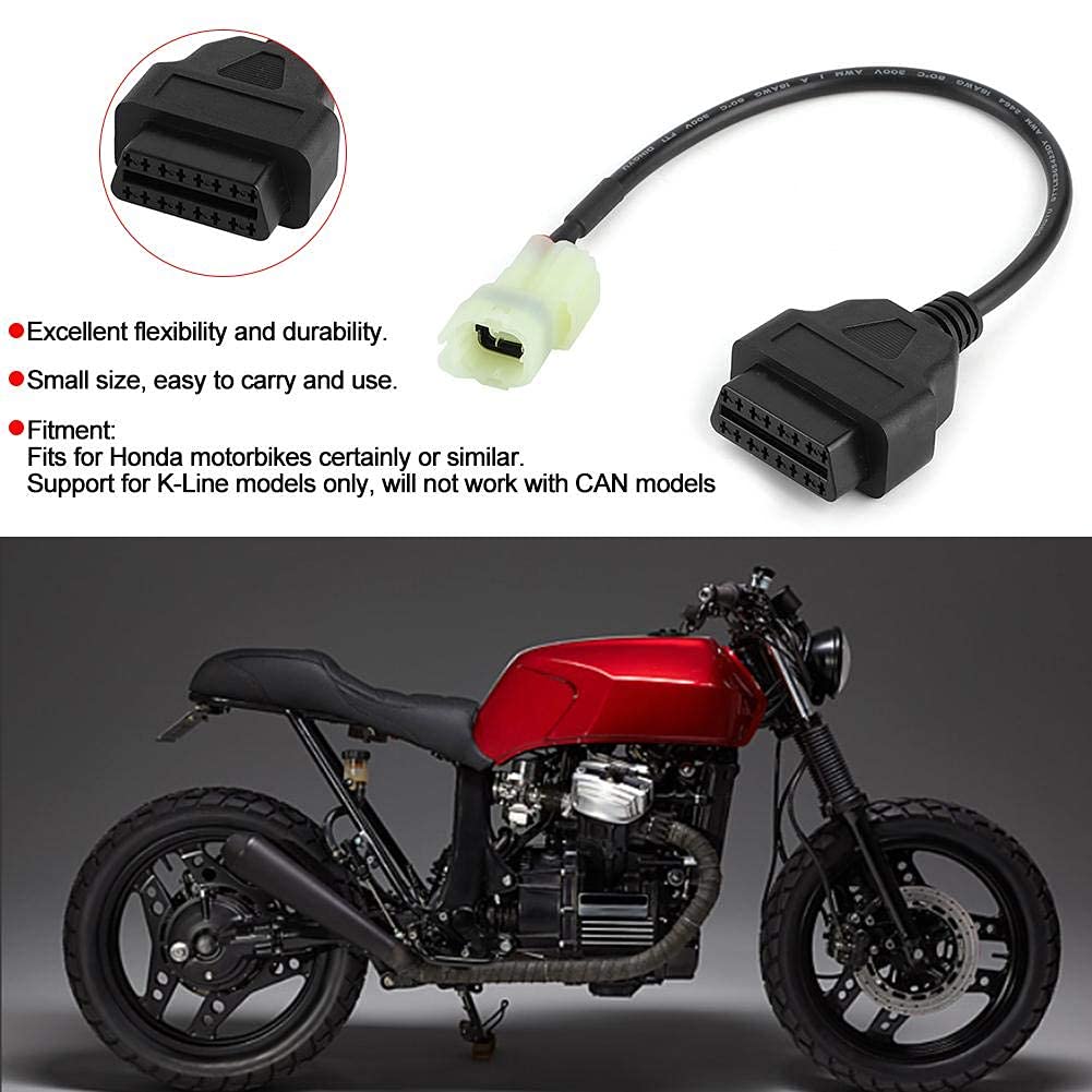 Duokon 4 Pin OBD2 Adapter, Small Size OBD2 Convertor Motorcycle Fault Detection Parts Fit for Motorbikes or Similar