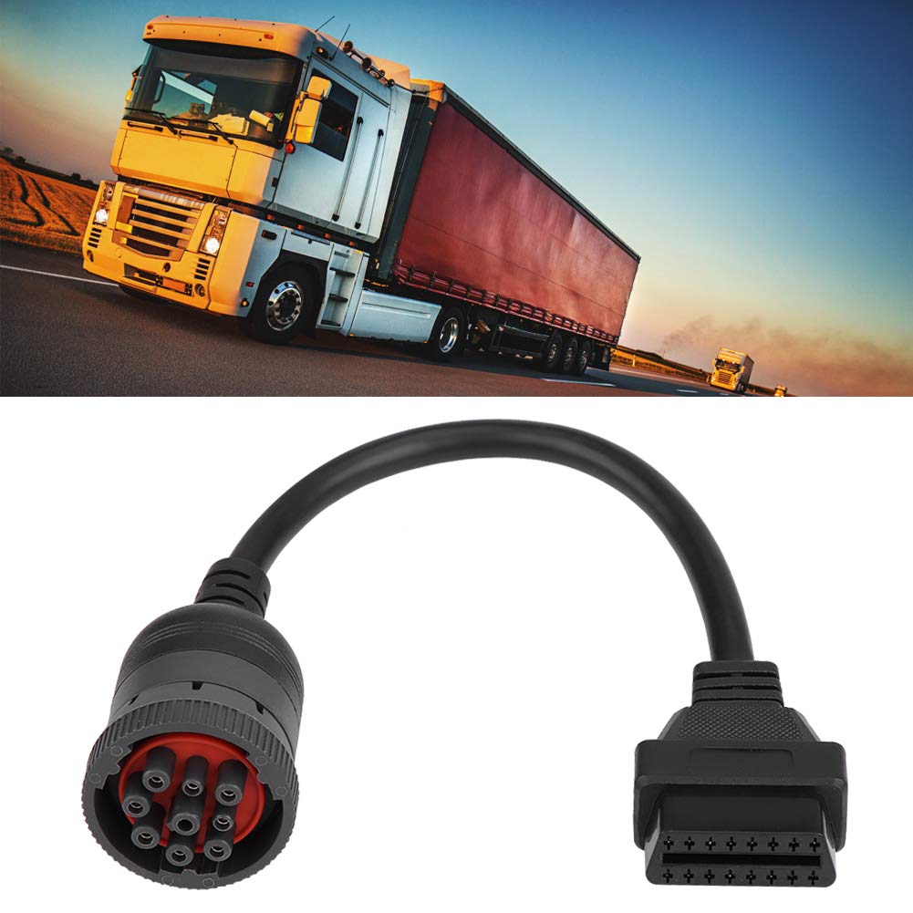 Duokon OBD2 Cable Adapter, PVC Truck Diagnose Interface Female 16 Pin OBD2 9 Pin Adapter Cable for Automotive Diagnostic Tool
