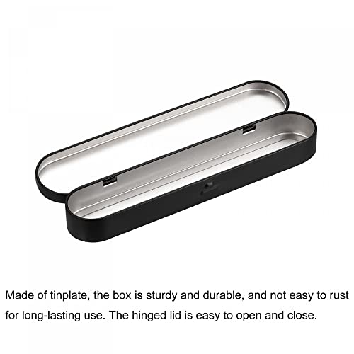 uxcell Metal Tin Box, 2pcs 6.89" x 1.5" x 0.79" Empty Tinplate Containers with Hinged Lids, Black, for Home Organizer, Candles, Gifts, Car Keys, Crafts Storage