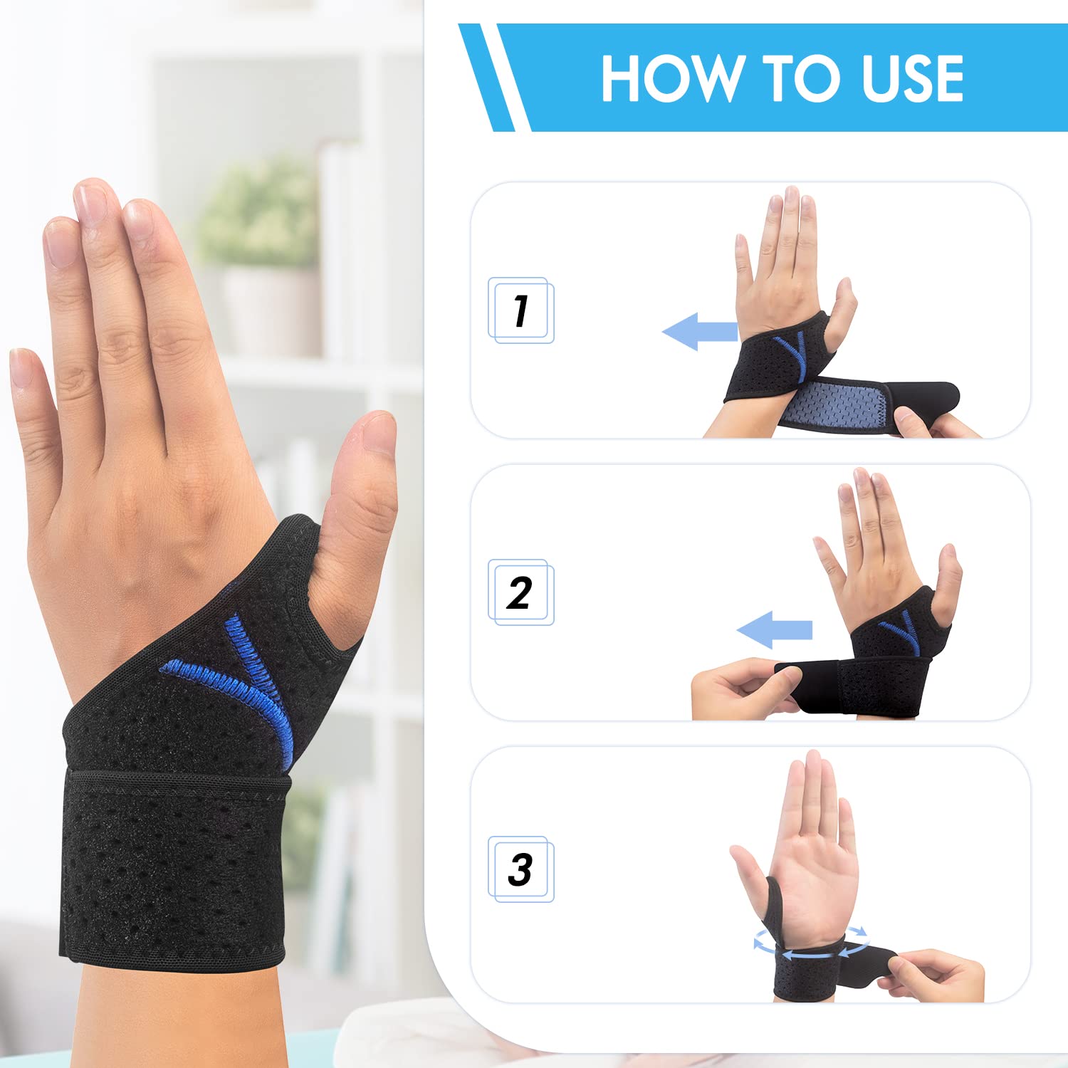 EDNYZAKRN Wrist Brace for Carpal Tunnel, Arthritis, Tendonitis, Pain Relief, Compression Wrist Support Wraps for Working Out, Weightlifting, Bowling, Tennis, Golf