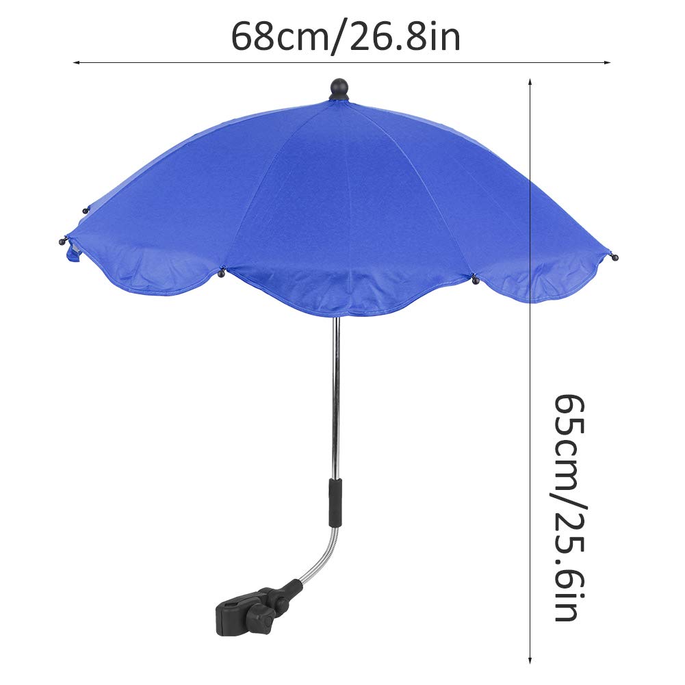 Diydeg Baby Carriage Sun Shade, Folding Non-Skid Anti-UV Stroller Sunshade Umbrella, for Strollers Bicycles(Blue Umbrella)