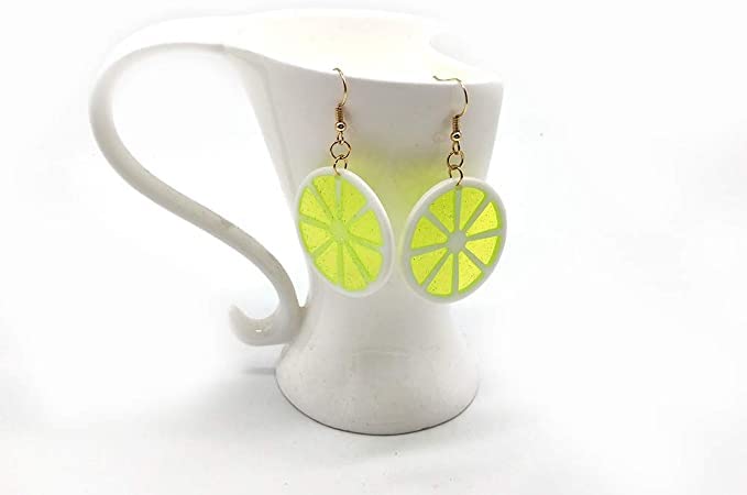 COLORFUL BLING Lemon Acrylic Dangle Earrings Fruit Earrings For Women - Green