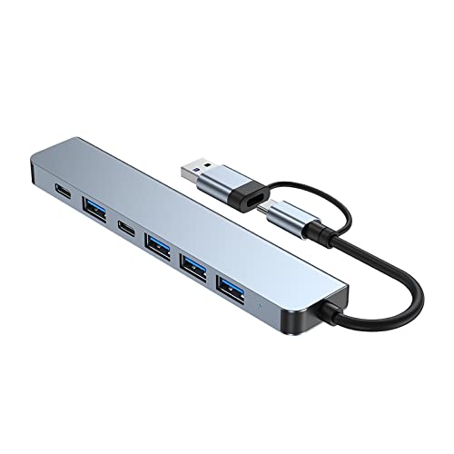HUIFANGBU 7 in 1 USB 3.0 and Type-C / USB-C to USB 3.0 USB 2.0 HUB Adapter