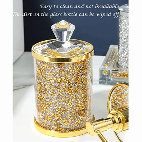Durable Diamond Sparkles Soap Dispenser, Gorgeous Crystal Glass Bathroom Accessories Set for House Decor-Lotion Bottle,Cotton Jar,Tray Replacement