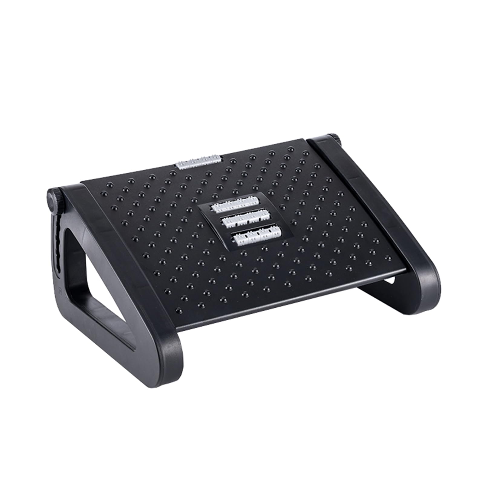 DISFAT Foot Rest Under Desk, Ergonomic 6-Height Adjustable footrest with Massage Rollers Portable Under Desk Foot Stool for Home,Office, Black