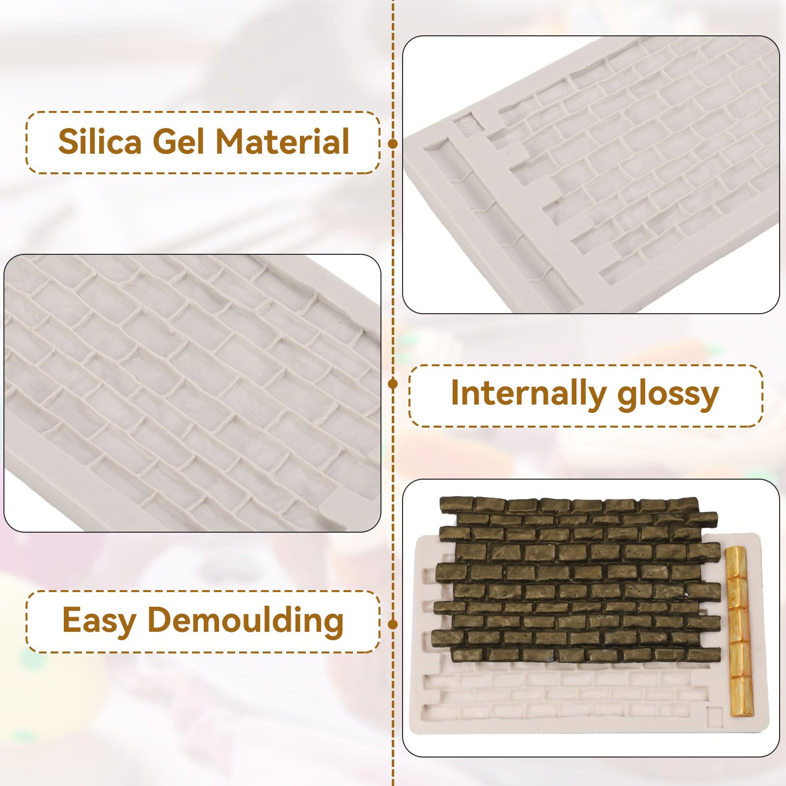 Fondant Impression Mat, Silicone Brick Wall Pattern Lace Mat Silicone Imprint Mold Sugarcraft Wedding Cake Decorating Tools Chocolate Sugar Baking Mold