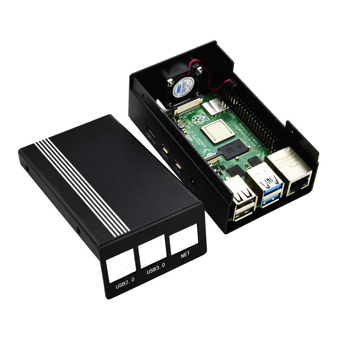 Eleduino Raspberry Pi 4 Metal Case with Fan Black