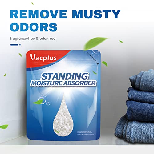 Vacplus Moisture Absorbers 12 Pack, Standing Humidity Packs for Narrow Flat Surfaces, Effective Closet Dehumidifier with Visible Water Level for Bathrooms, Kitchens & Bookshelves, Fragrance-Free
