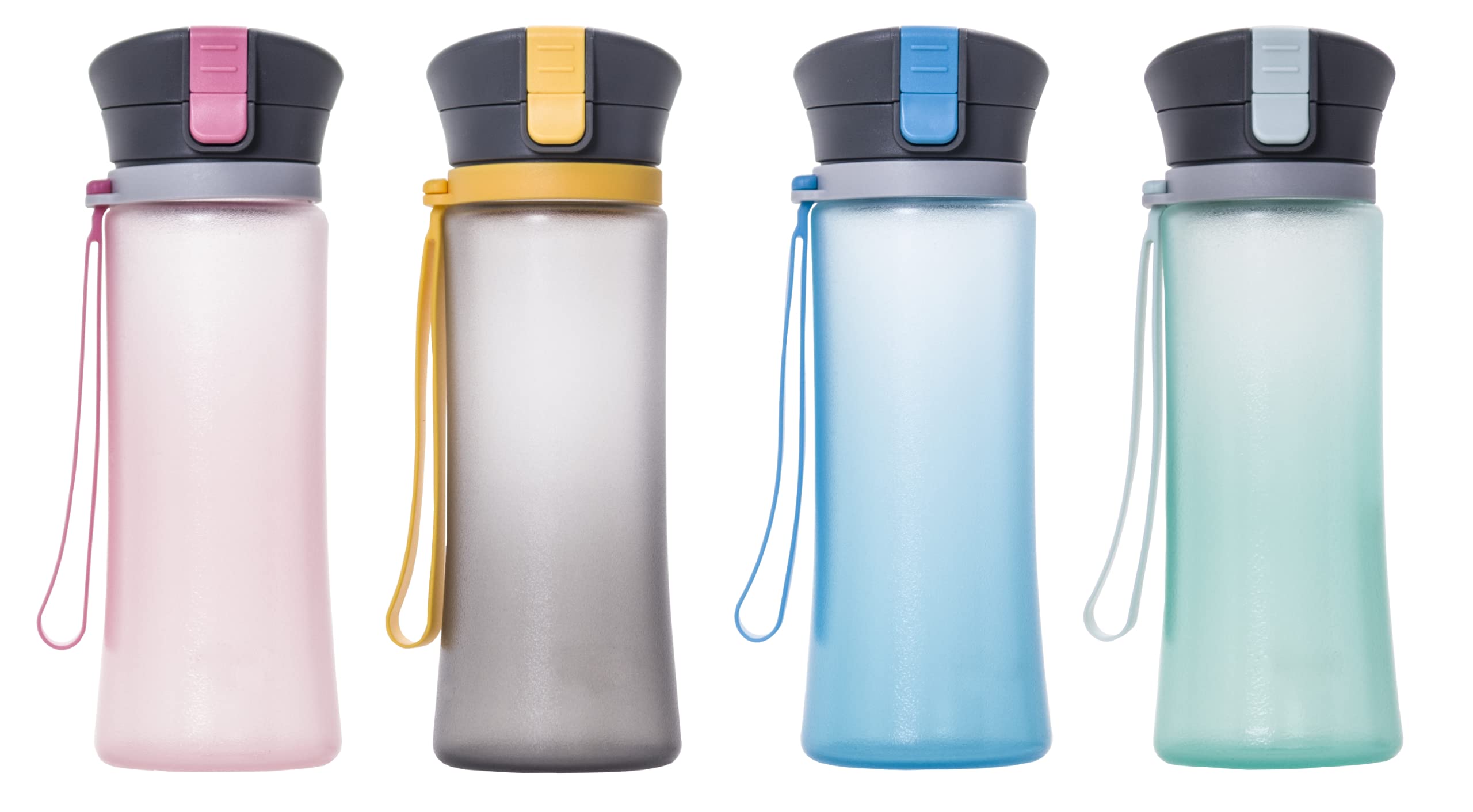 DEDEYA 16oz/450ml Flip-Top Silicone Coated Glass Sport Bottle(Green Bottle,Grey Cap)