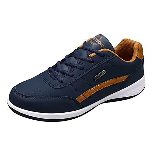 FASDNENDYS Men Wedge Heel Soft Sole Soft Sole Round Toe Breathable Running Western Shoes Sneaker Rack for Men Door Dark Blue