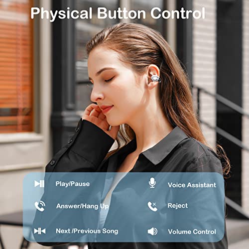Mnvesz Wireless Open Ear Headphones, Wireless Bone Conduction Headphones Open Ear Clip Headphones Bluetooth, Clip On Wireless Earbuds Headphones Cycling Running Workout Ear Buds (Black)