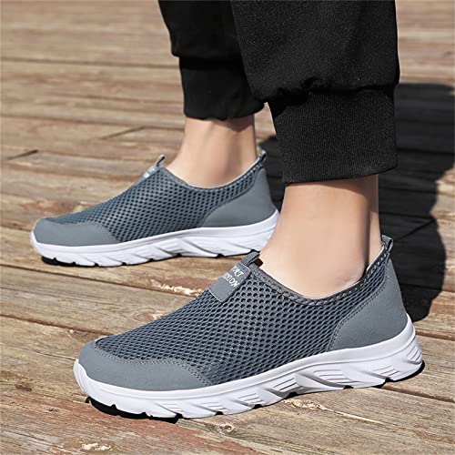 FASDNENDYS Men Shoes Summer Lightweight Breathable Casual Shoes Single Mesh Casual Running Shoes Sneaker Men 12 Grey