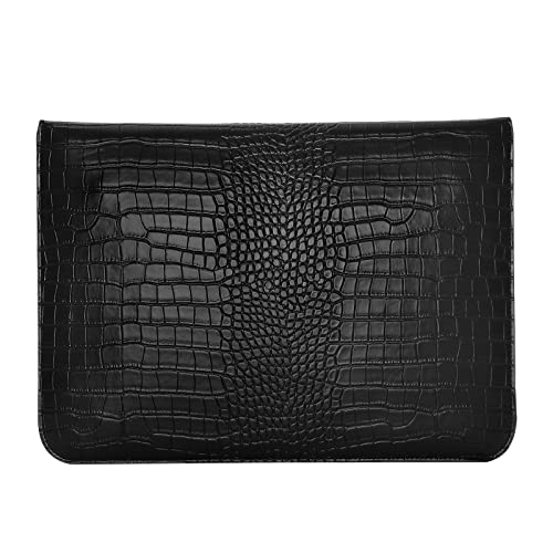 MOSISO Laptop Sleeve Compatible with MacBook Air/Pro,13-13.3 inch Notebook,Compatible with MacBook Pro 14 2023 2022 2021 M2 A2779 A2442 M1, Crocodile Grain PU Leather Flap Style Case Bag, Black