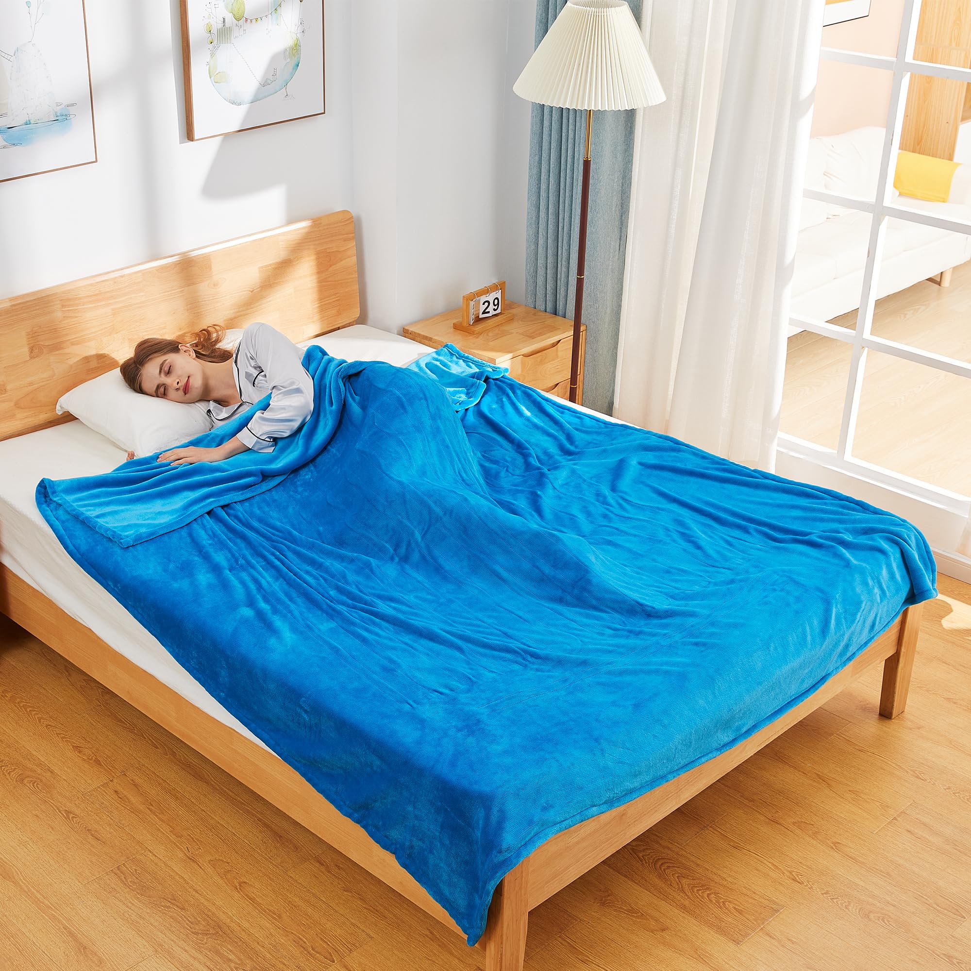 COZYTY Heated Blanket Full Size, 72" x 84" Fast Heating Blanket with 6 Heating Levels & 1-10 Hours Auto Off for Home Office Use, Blue
