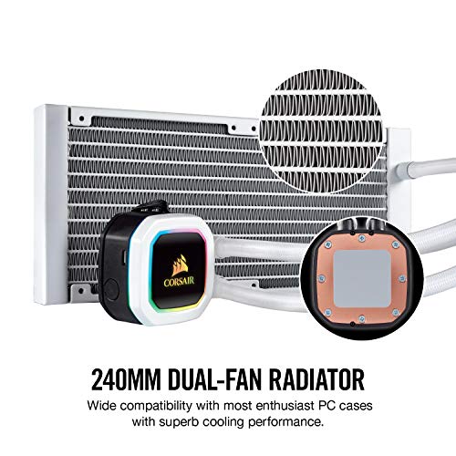 CORSAIR H100i RGB PLATINUM SE AIO Liquid CPU Cooler,240mm,Dual LL120 RGB PWM Fans, Intel 115x/2066,AMD AM4/TR4