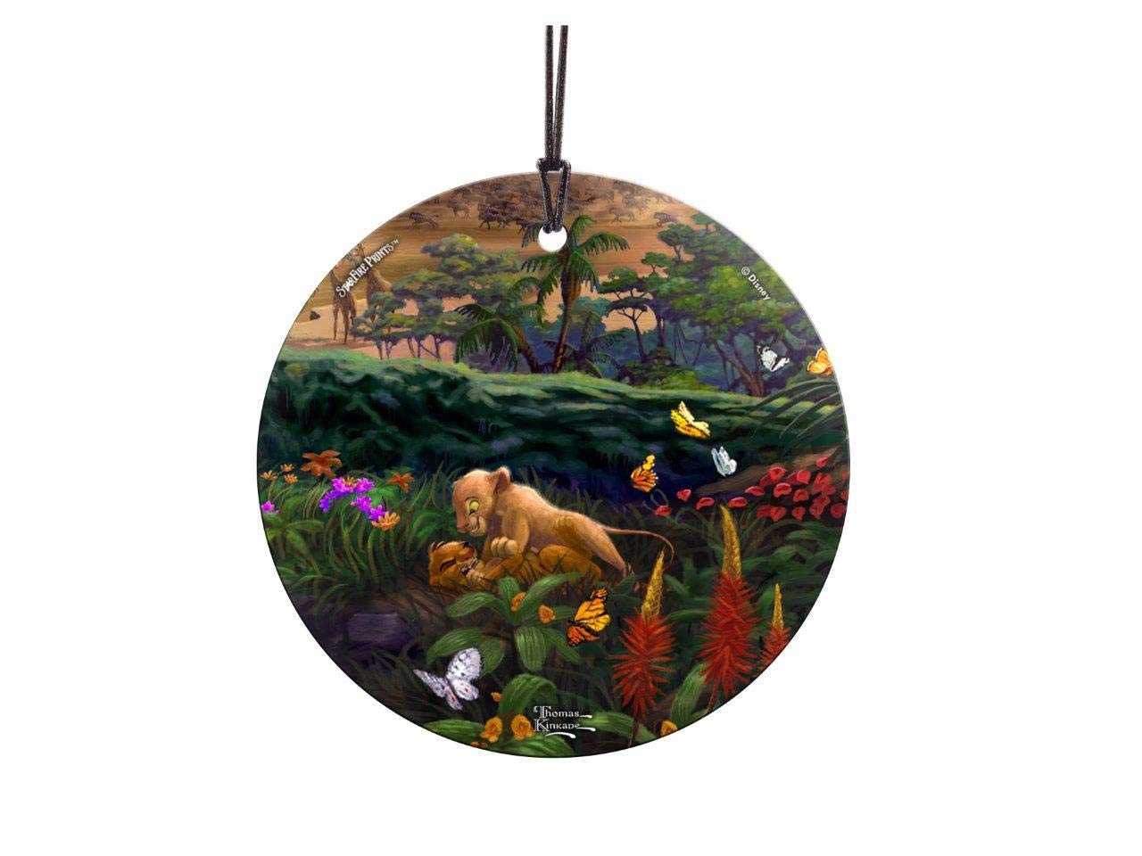 Disney – The Lion King – Return to Pride Rock – Young Simba and Nala – Thomas Kinkade Studios – 3.5” Starfire Prints Hanging Glass Print Accessory – Suncatcher Hanging Glass Collectible