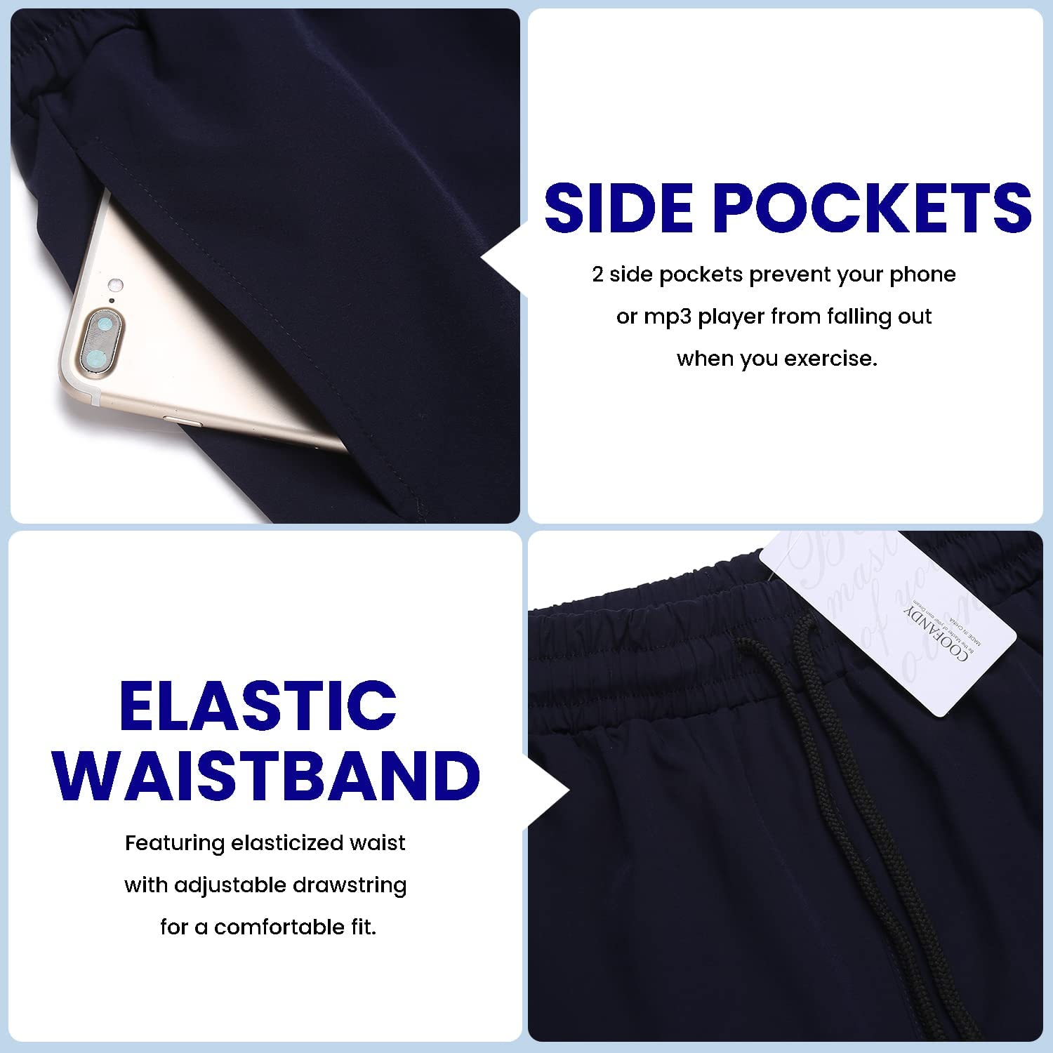 COOFANDY Men's 2 Pack Gym Workout Shorts 7 Inch Quick Dry Athletic Shorts Lightweight Running Shorts with Pockets Black/Navy Blue