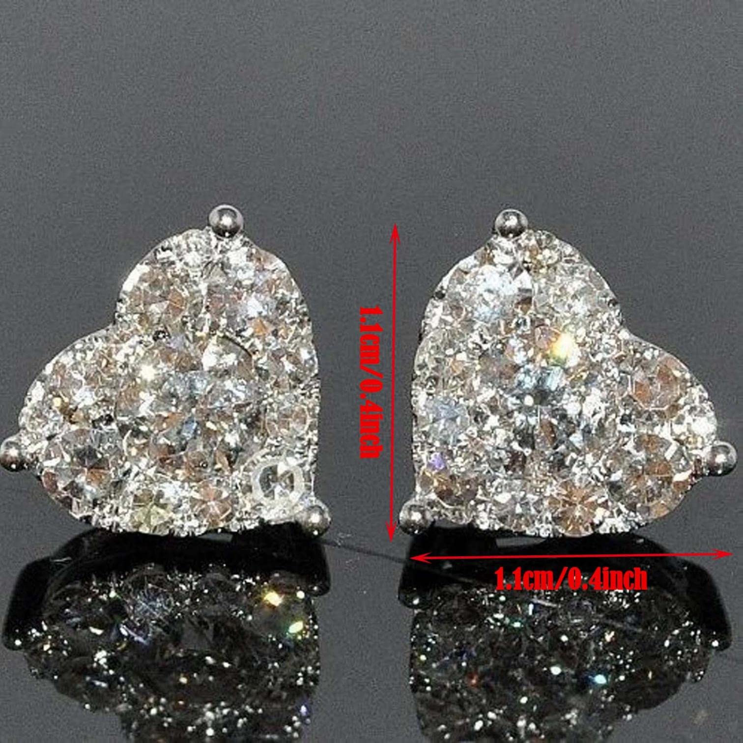 Earrings for Women Heart Crystal Studs Earring Women's Heart Dazzling Jewelry Gifts for Her One Size