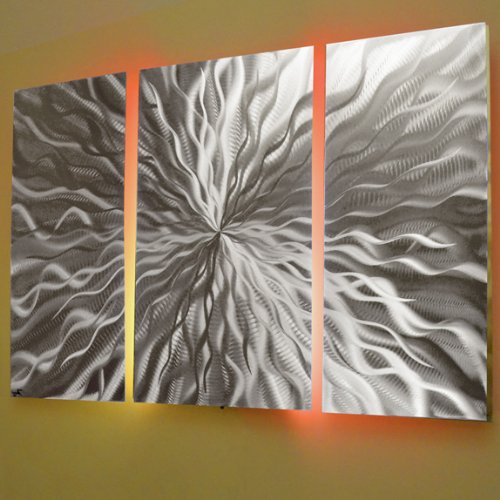 DV8 Studio Cosmic Energy, LEDSP 3 Panel Color Changing LED Modern Abstract Metal Wall Art Sculpture Painting Decor RGB