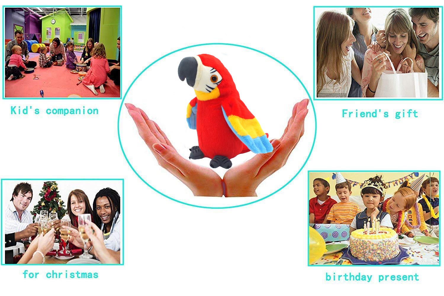 Vincilee Talking Parrot No Matter What You Say Will Repeat What You Say Funny Learning Good Helper Bring You Happiness Parrot Toys Speaking Parrot Multifunctional Electric Plush