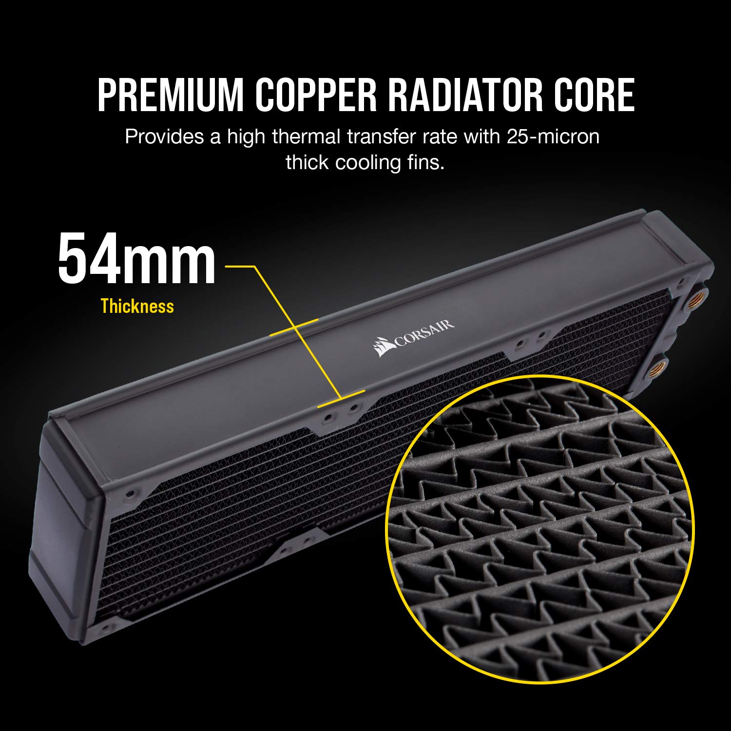 CORSAIR Hydro X Series XR7 360mm Water Cooling Radiator - Triple 120mm Fan Mounts - Premium Copper Construction - Easy Installation - Black