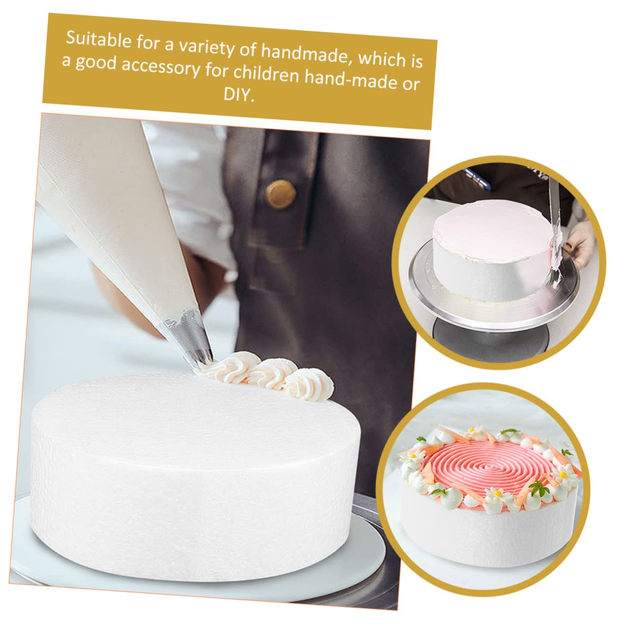 EXCEART 10 Pcs Foam Disc Foam Cake Circles Cake Practice Model Foam Cake Dummy Cake Shape Foams Cake Tray Trays Decorative Foams Cake Plate Child Craft Supplies Unique Foam White