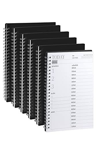 ECOHIP 6 Pack A5 Agenda Daily Planner Day Undated Hourly Planner 100 Pages Spiral Notebook Productivity Business Goal Schedule