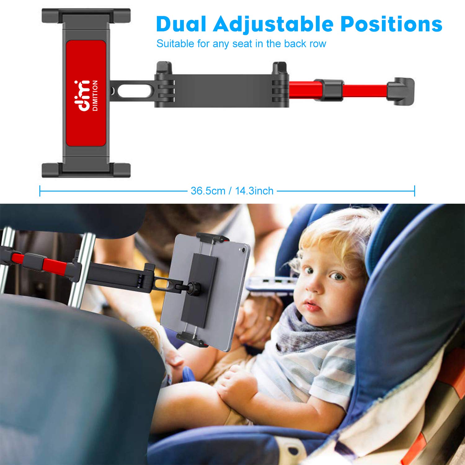 DM Tablet Holder for Car, Car Tablet Holder Back Seat for Kids, Headrest Tablet Holder Car Mount Compatible with iPad/Samsung Galaxy Tab/Switch/Kindle Fire/Microsoft Surface/Mobile Phone (Red)