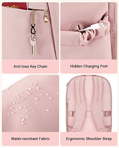 LIGHT FLIGHT Women Backpacks Laptop Backpack for Women 17.3 inches Computer Bags for Work Travel College, Gifts for Women, Pink