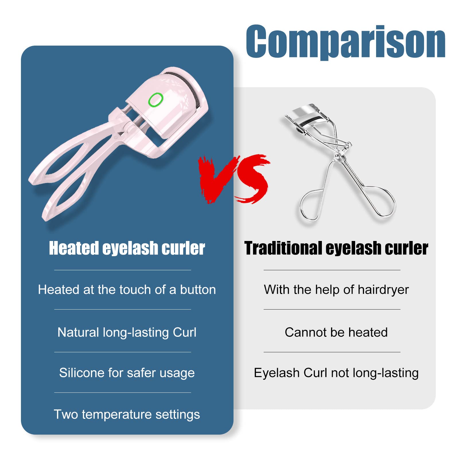 Heated Eyelash Curler,USB Rechargeable Electric Eyelash Curler,Quick Pre-Heat Natural Curl Long Lasting,Pink