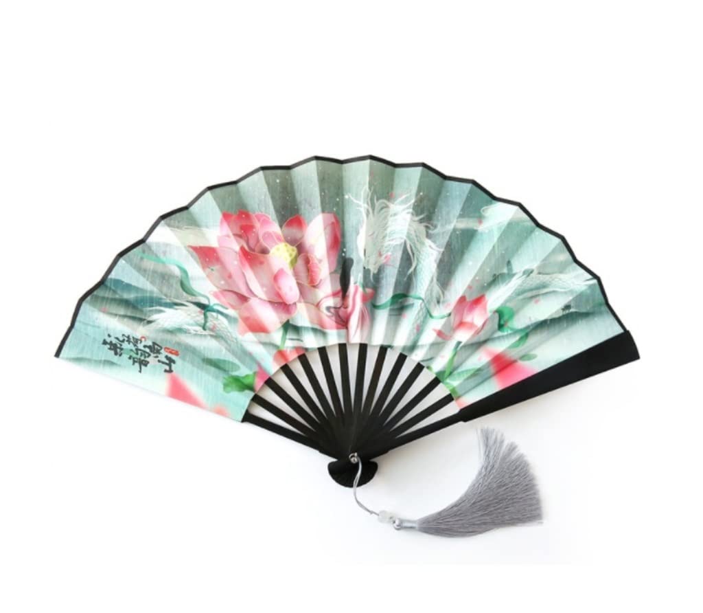 Folding Hand Fan Folding Fan Handheld Folded Fan Vintage Xuan Paper Fans with Gift Box, Foldable Bamboo Folder for Chinese Men and Women Fan Foldable Fan Hand Held Fans (Color : D, Size : 16.7cm)