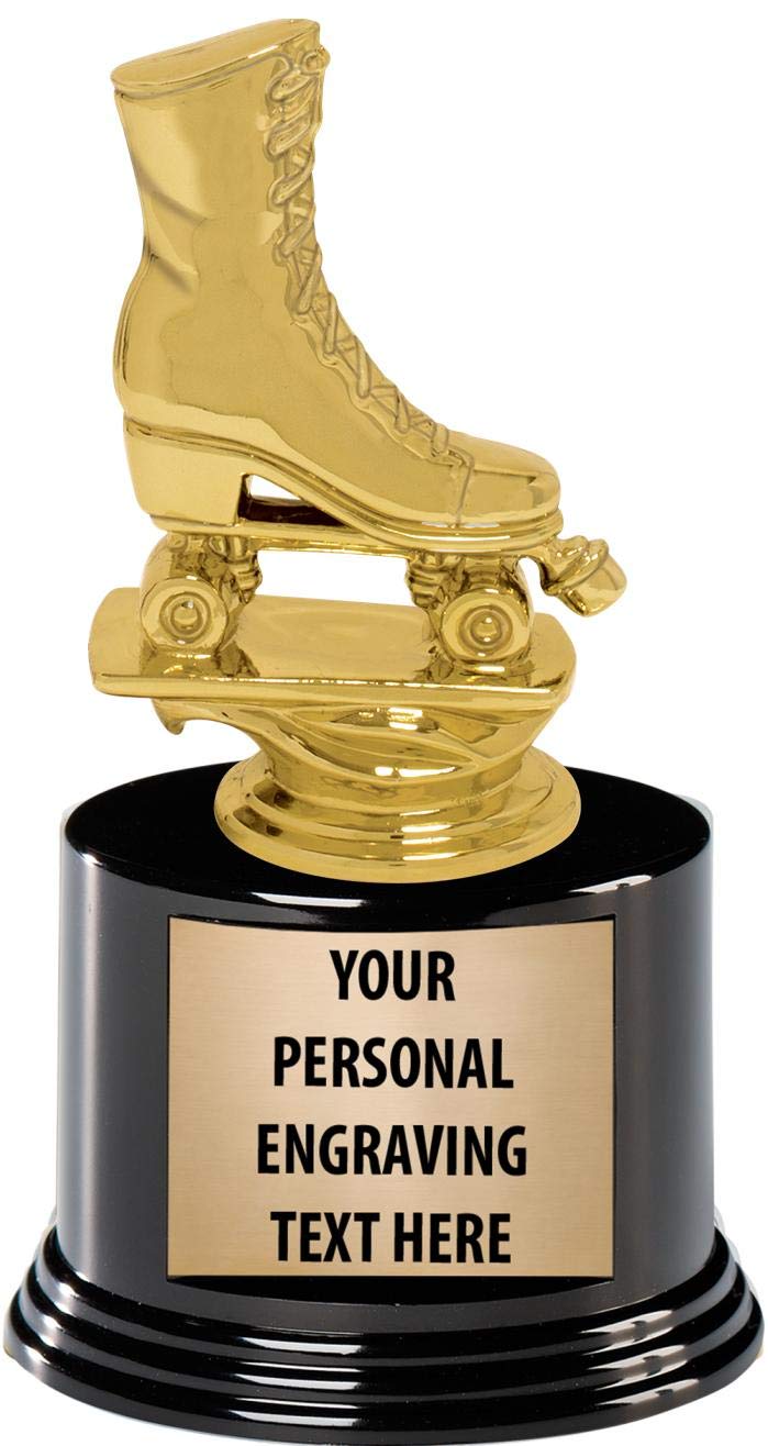 Crown Awards Roller Skates Trophies with Custom Engraving, 7.25" Personalized Roller Skating Trophy On Deluxe Round Base 5 Pack