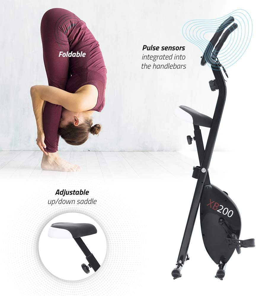 DisposaLux Folding Exercise Bike - Magnetic F-Bike, Home Recovery Cardio Trainer with Computer and Pulse Sensors