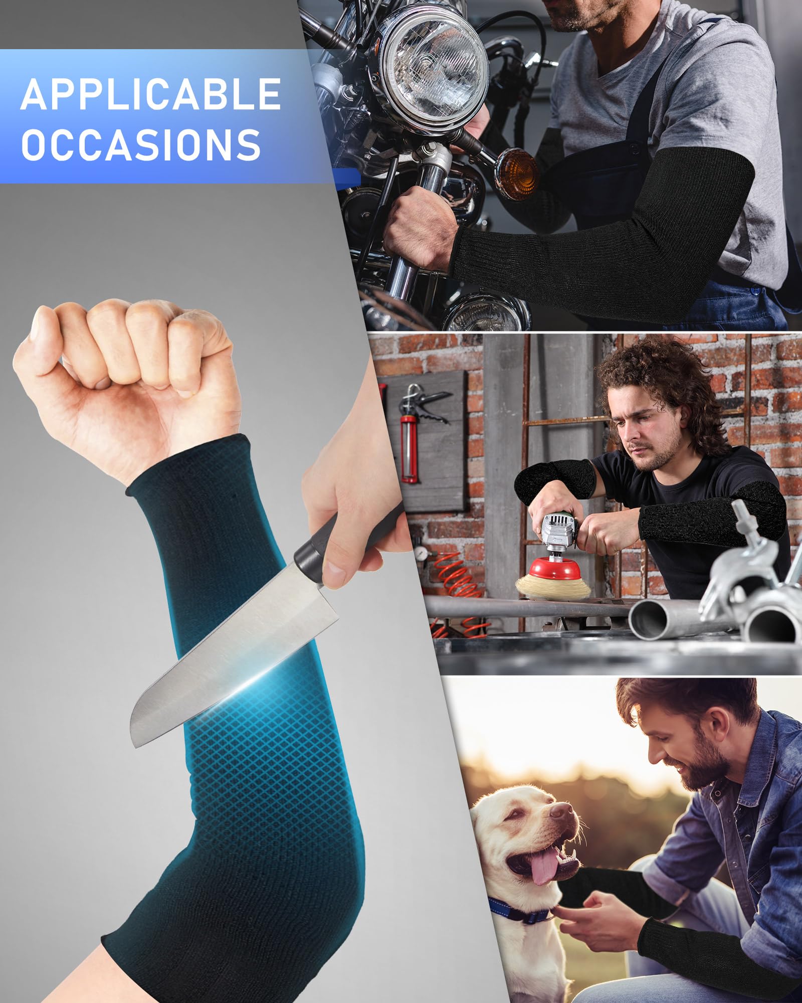 Geyoga 2 Pairs Cut Resistant Sleeves Thin Arm Protectors Arm Guard for Thin Skin and Bruising Arm Sleeves for Men Women (Black)