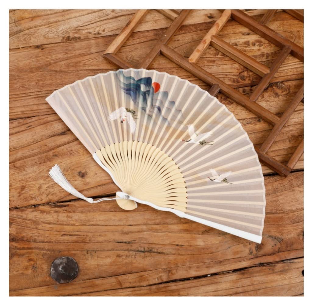 Folding Hand Fan Folding Fan Handheld Folded Fan Foldable and Portable Fan, Chinese Style, for Women, Chinese Clothes, Cheongsam, Summer Fan Foldable Fan Hand Held Fans (Color : A, Size : 39CM)