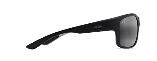 Maui Jim Men's Southern Cross Polarized Wrap Sunglasses, Soft Black/Sea Blue/ Grey/Neutral Grey, Large