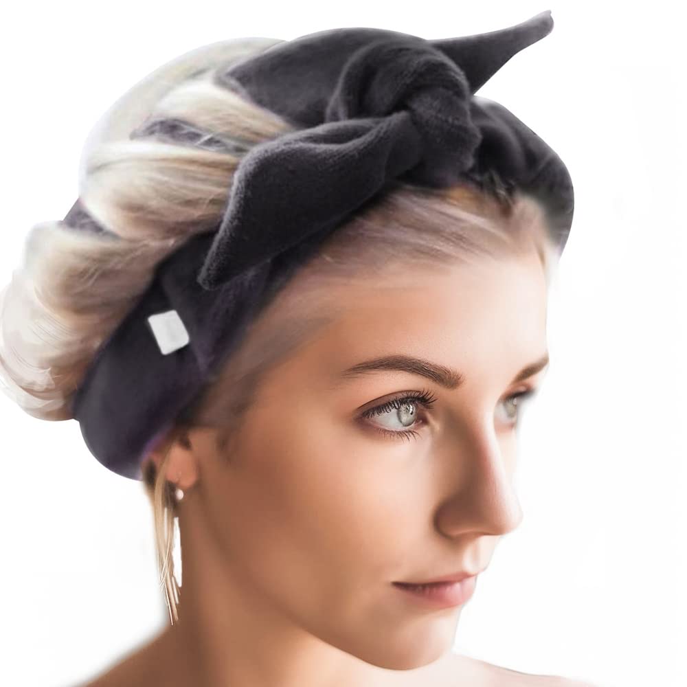 Heatless Curling Rod Headband, No Heat Curl Ribbon with Hair Clips and Scrunchie, Sleeping Curls Ribbon Hair Rollers,Natural Soft Wave DIY Hair Rollers Styling Tool (Black)