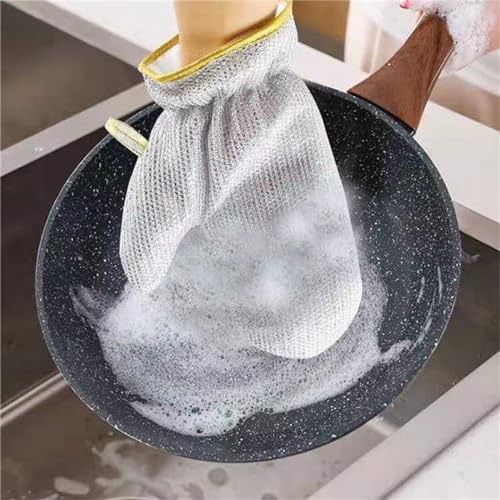 CUBIKOKIH Wire Dishwashing Gloves,Kitchen Wire Dishwashing Gloves Anti-Scalding, Heat-Insulating and Decontamination Artifact (Silver,1pair)