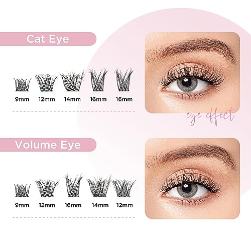 Cuckoo DIY Eyelash Extension Kit, 110 PCS DIY Cluster Eyelash Extension Kit With Lash Bond and Seal, Applicator Tool Lash Extensions Kit,9-16 Mix Lash Cluster Kit, 3D Cluster Eyelash Extensions Kit