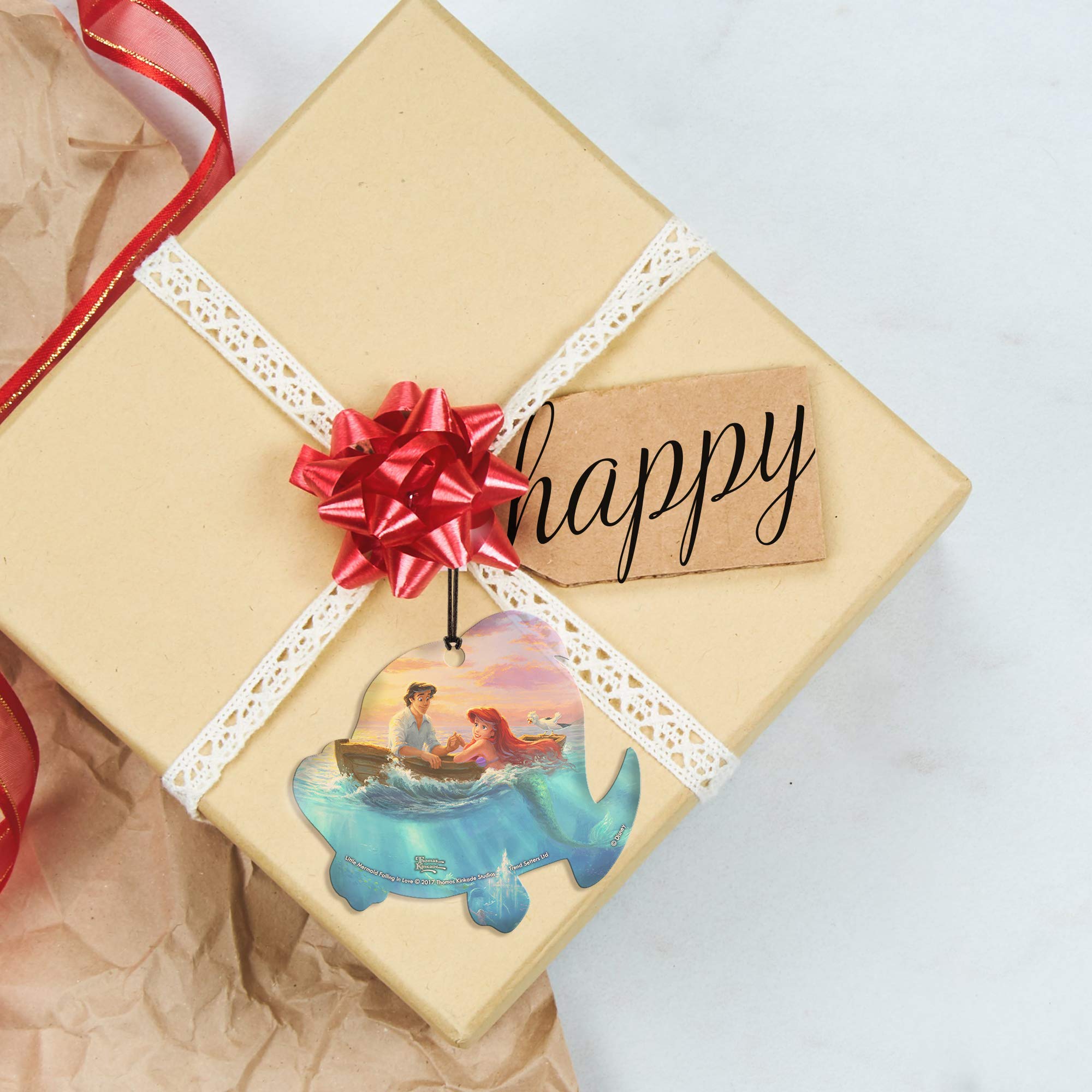 Disney - Little Mermaid Prince Eric - Thomas Kinkade - Flounder Fish Shaped Hanging Acrylic Print Accessory – Perfect for Gifting or Collecting